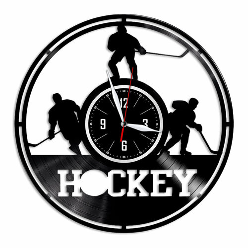 Хоккей - настенные часы из виниловой пластинки