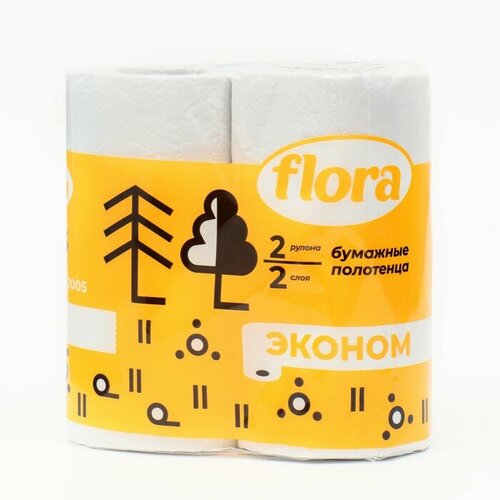 Flora Полотенца бумажные Flora, 2-х слойные, 2 рулона