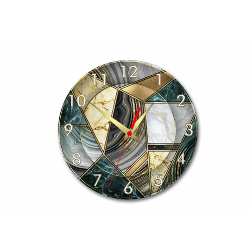 Часы настенные на стекле | Diva Kartina | Абстракция мрамор. Мраморная мозайка | 40X40 см | Немецкий механизм