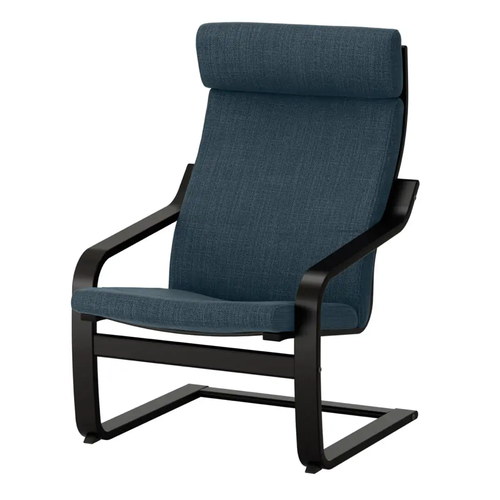 Новое кресло поэнг / POÄNG / синий / каркас коричневый