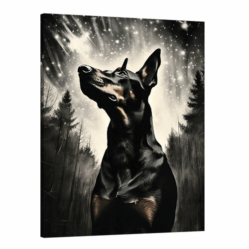 Интерьерная картина 50х70 "Доберман: душа ночи"