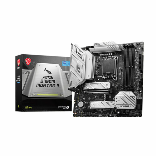 MSI MAG B760M MORTAR II mATX LGA1700 4DDR5 PCI-Ex16 PCI-Ex4 3M.2 4SATA3 USB3.2 Gen2x Wi-Fi 6E 2,5G Ethernet MAG B760M MORTAR II