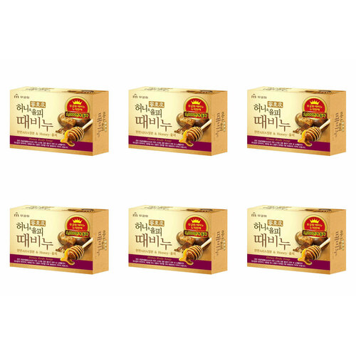 Mukunghwa Мыло туалетное Honey & Chestnut Scrub Bar Soap, 100 г, 6 шт