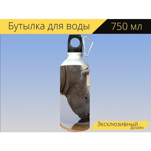 Бутылка фляга для воды "Аннотация, африка, африканец" 750 мл. с карабином и принтом