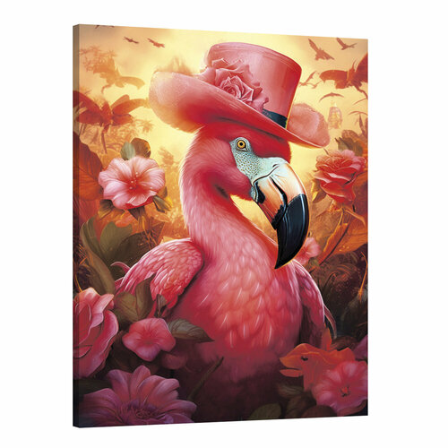 Интерьерная картина 50х70 "Розовое сокровище фламинго"