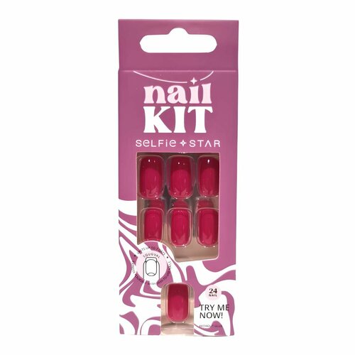 Набор накладных ногтей без клея Розовый стиль, короткая длина Selfie Star Nails kit without glue Bossy Pink, short length SSNK2119, 24 шт