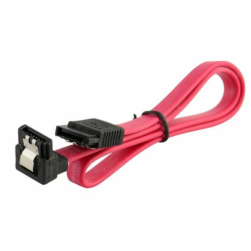 Интерфейсный кабель, соединительный угловой, SATA 3.0, 0,4м, красный, с фиксаторами, 90 градусов