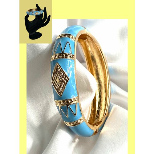 Жесткий браслет Florento, эмаль, 1 шт., размер 15.5 см, размер one size, голубой, золотой