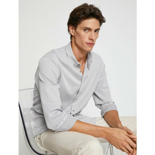 Рубашка KOTON, размер 46, серый