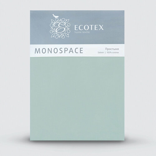 Простынь Ecotex "Моноспейс" 1,5-спальная (150х215 см), сатин - 100% хлопок, нежно-голубой