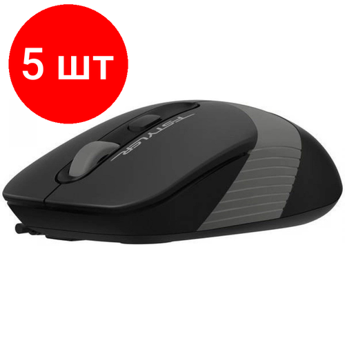 Комплект 5 штук, Мышь компьютерная A4Tech Fstyler FM10S черный/серый 1600dpi/USB/4but