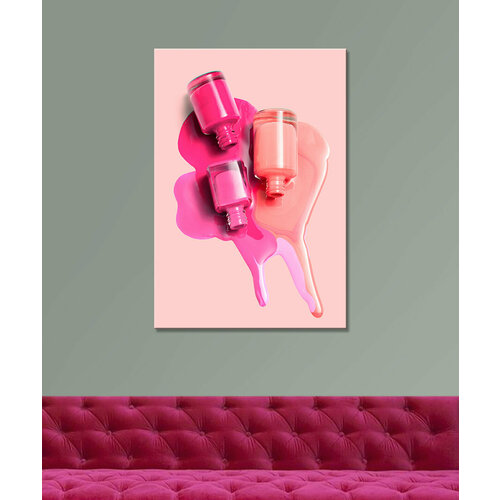 Картина на холсте для интерьера - "Бьюти маникюр, салон красоты, гель лак (8) 40х60"