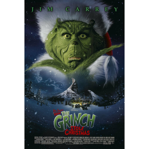 Плакат, постер на бумаге Гринч-похититель Рождества (How the Grinch Stole Christmas, 2000г). Размер 21 х 30 см