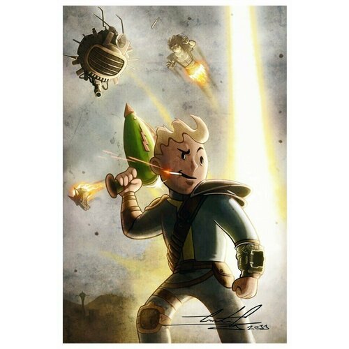 Плакат, постер на бумаге Fallout-Vault Boy/Фаллаут-Волт-Бой. Размер 42 на 60 см