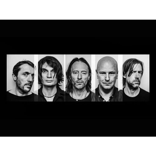 Плакат, постер на холсте Radiohead/черно-белый. Размер 21 х 30 см