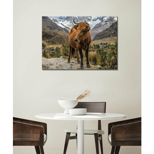 Картина -Корова, коровы на пастбище, пастбище, горы (12) 60х80