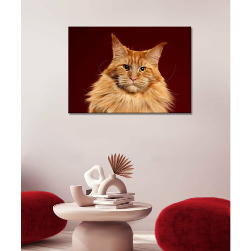 Картина - кошка, мейн-кун, домашняя кошка, ласковая кошка, кот (282) 60х80
