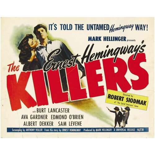 Плакат, постер на бумаге Убийцы (The Killers, 1946г). Размер 60 х 84 см