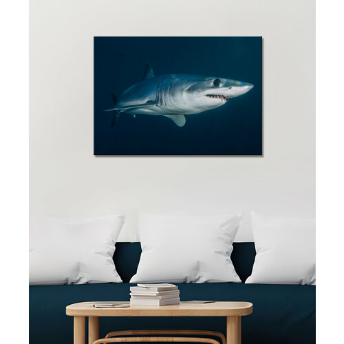 Картина -Акула, синяя акула, акула в море, акула в океане (1) 30х40