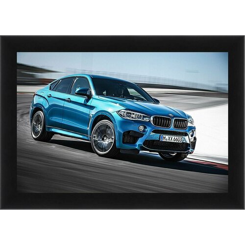 Плакат, постер на холсте BMW X6 синий. Размер 42х60 см