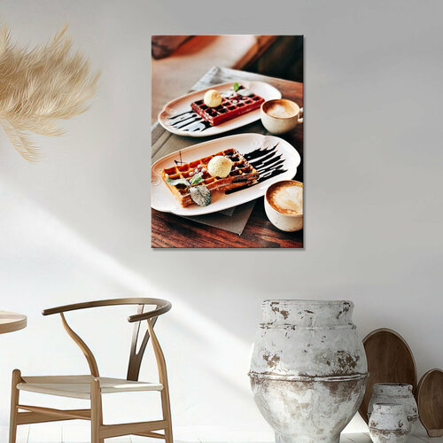 Картина/Картина на холсте для интерьера/Картина на стену/Картина для кухни/ - Вафли и кофе 40х60
