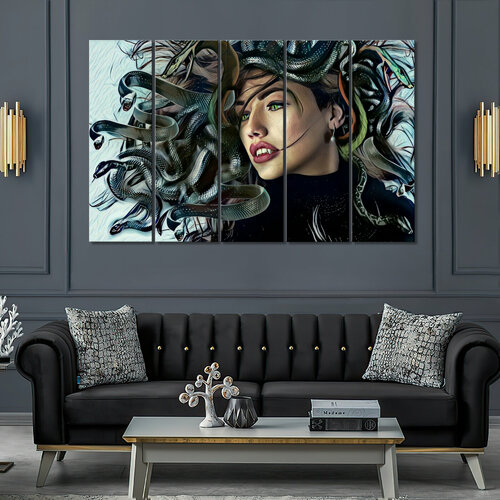 Модульная картина/Модульная картина на холсте/Модульная картина в подарок/Beautiful Medusa Gorgon - Красивая Медуза Горгона 150х100