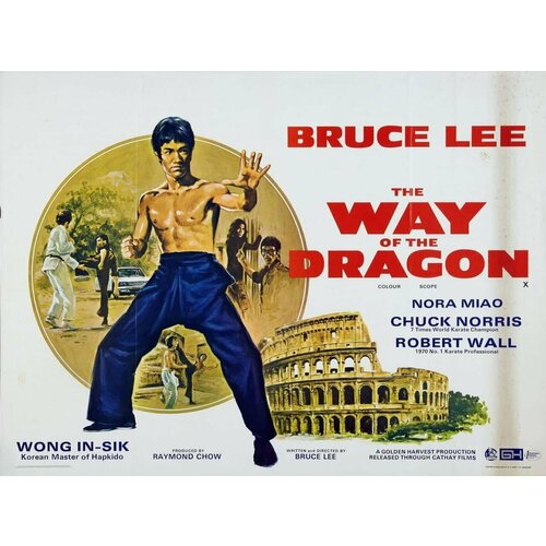 Плакат, постер на бумаге Путь дракона (Meng long guo jiang, 1972г ). Размер 30 х 42 см
