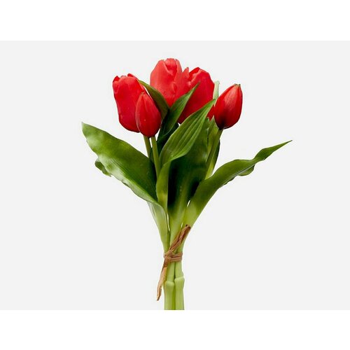 Искусственный букет тюльпаны "нежность весны", красный, 28 см, EDG 216003-40-1
