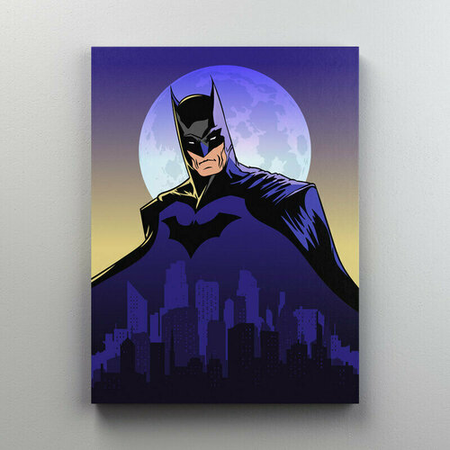 Интерьерная картина на холсте "Комиксный Бэтмен" размер 45x60 см