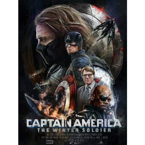 Плакат, постер на бумаге Первый мститель: Другая война (Captain America The Winter Soldier), Энтони Руссо, Джо Руссо, Джосс Уидон. Размер 21 х 30 см