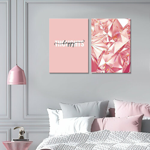 Картина интерьерная-Розовая подборка мотивационная надпись плакаты (6) (2 модуля-общий размер 55х80)