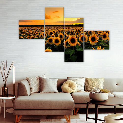 Модульная картина на холсте/Подсолнухи/Sunflowers 140х85