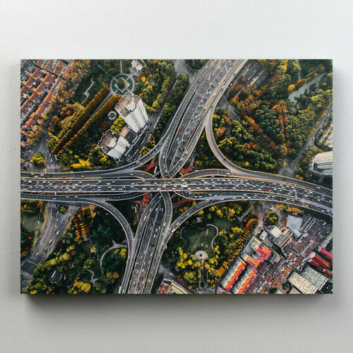 Интерьерная картина на холсте "Мост - вид сверху", размер 60x45 см