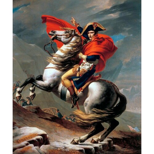 Плакат, постер на холсте Jacques Louis David/Наполеон на перевале Сен-Бернар. Размер 21 на 30 см