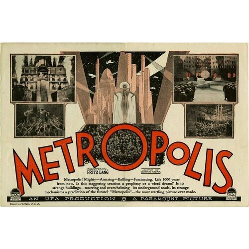 Плакат, постер на бумаге Метрополис (Metropolis), Фриц Ланг. Размер 21 х 30 см