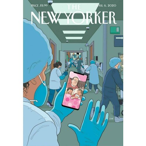 Плакат, постер на бумаге The New Yorker (April 6, 2020). Размер 60 на 84 см