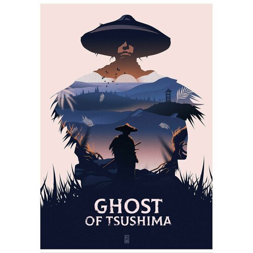 Плакат, постер на холсте Ghost of Tsushima. Размер 60 на 84 см