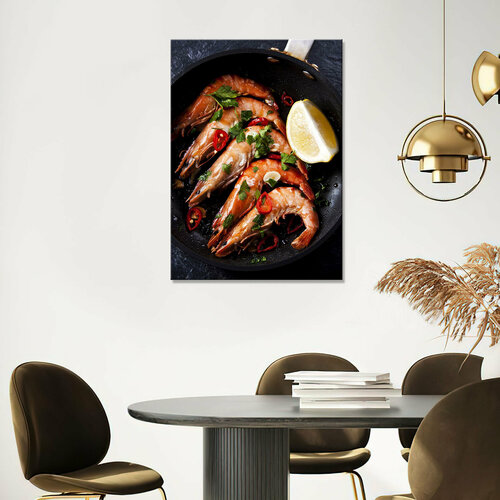 Картина/Картина на холсте для интерьера/Картина на стену/Картина для кухни/ - Аппетитные креветки 40х60