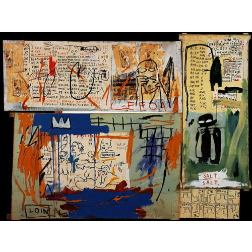 Плакат, постер на холсте Basquiat J. M.-Piscine versus The Best Hotels ss Crayon gras et collage de photocopie sur toile quatre pa. Размер 30 х 42 см