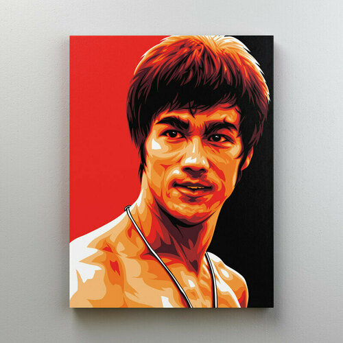 Интерьерная картина на холсте "Портрет Брюс Ли" размер 30x40 см