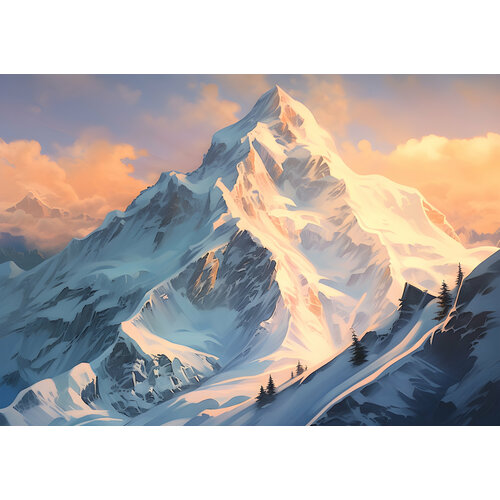 Постер - "Заснеженные вершины гор"на холсте/ А1 / в тубусе без рамы