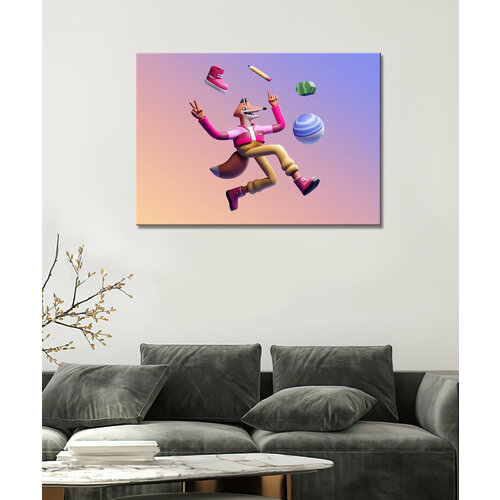 Картина/Картина на холсте для интерьера/Картина на стену/Картина для кухни/ - 3D иллюстрация людей (14) 30х40
