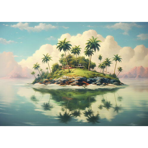 Постер - "Тропические острова пальм"на фотобумаге / А1 / в тубусе без рамы