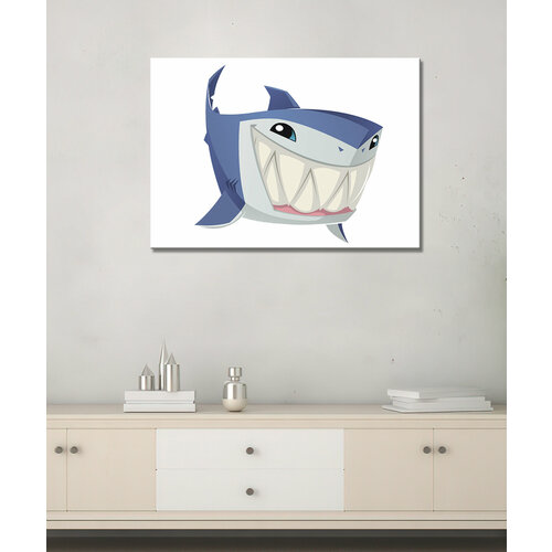 Картина - Акула, акула арт, акула рисунок, милая акула, смешная акула (9) 20х30
