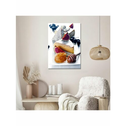 Картина на холсте с подрамником Ягоды сыр мед 40х60