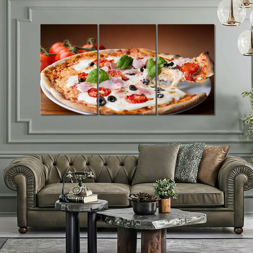 Модульная картина/Модульная картина на холсте/Модульная картина в подарок/итальянская пицца-italian pizza 90х50