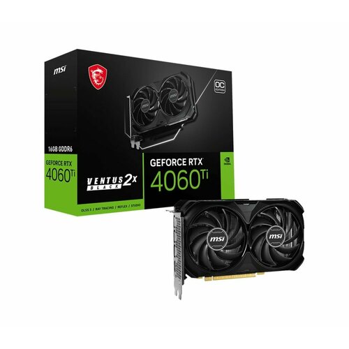 Видеокарта MSI RTX4060Ti VENTUS 2X BLACK 16GB OC (RTX 4060 Ti VENTUS 2X BLACK 16)