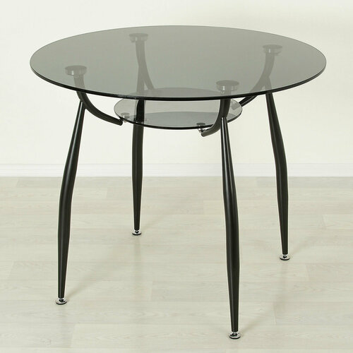 Круглый стеклянный стол Вокал 18-4 серый/черный D90