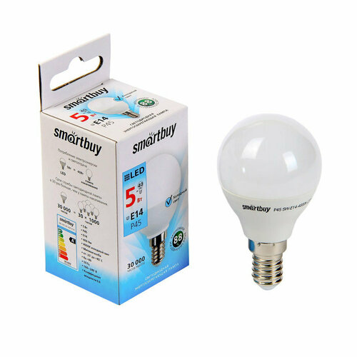 Лампа cветодиодная Smartbuy, Е14, P45, 5 Вт, 4000 К, холодный свет (комплект из 15 шт)