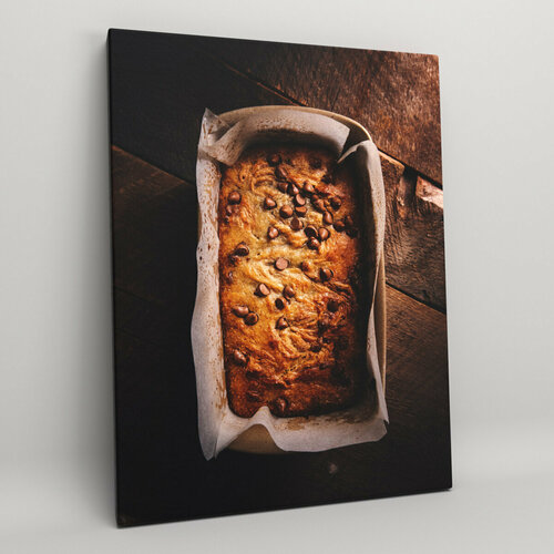 Картина на холсте (интерьерный постер) "Кекс с шоколадом" выпечка, с деревянным подрамником, размер 45x60 см